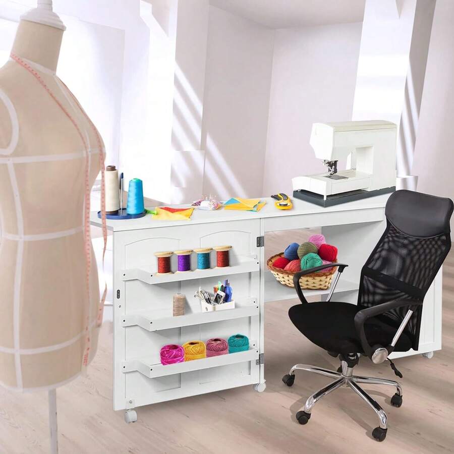 Folding Sewing Table, 2 In 1 Sewing Cabinet & Desk, Sewing Machine ...