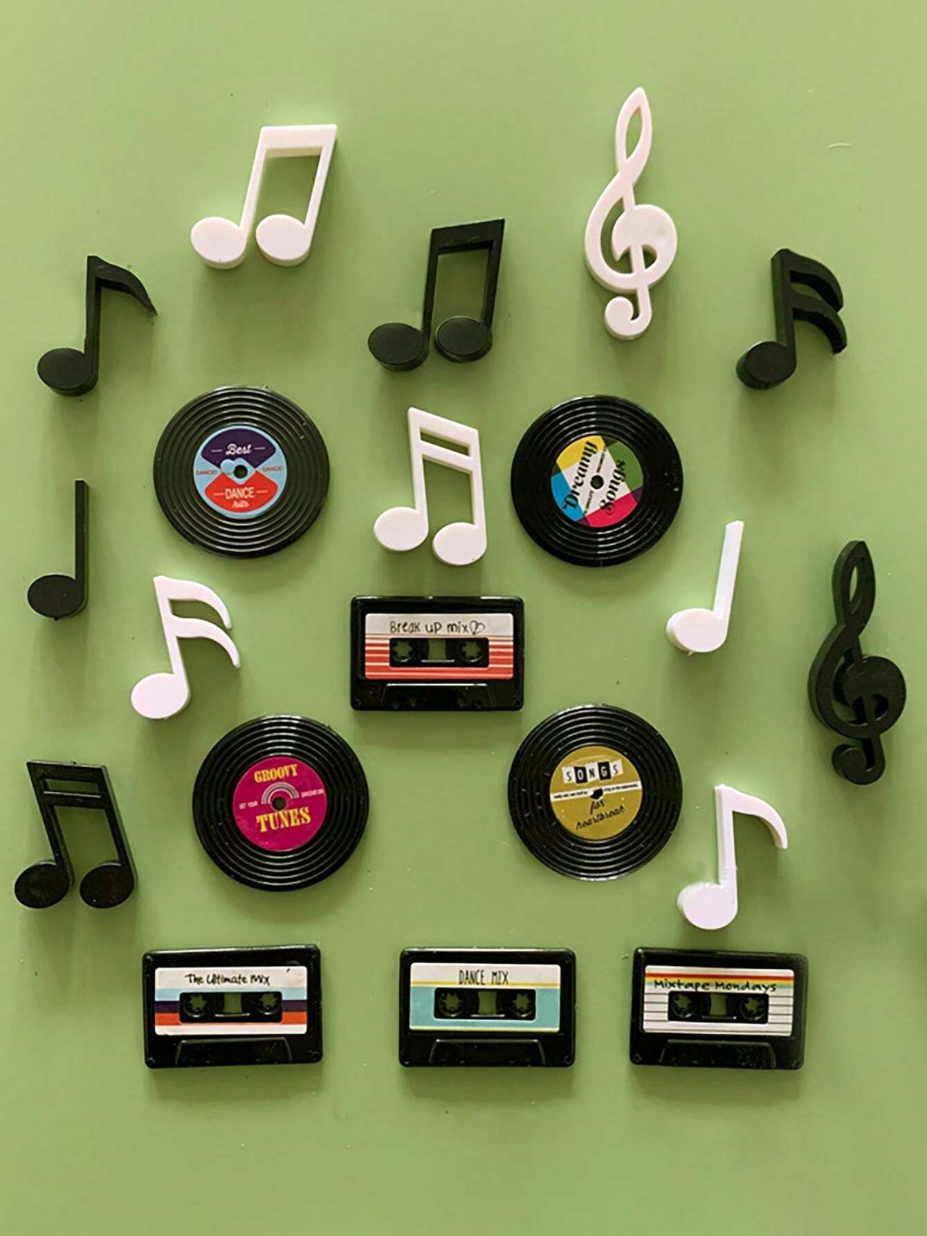 1set Retro Cassette & Vinyl Record Magnet Decor Set For Refrigerator ...