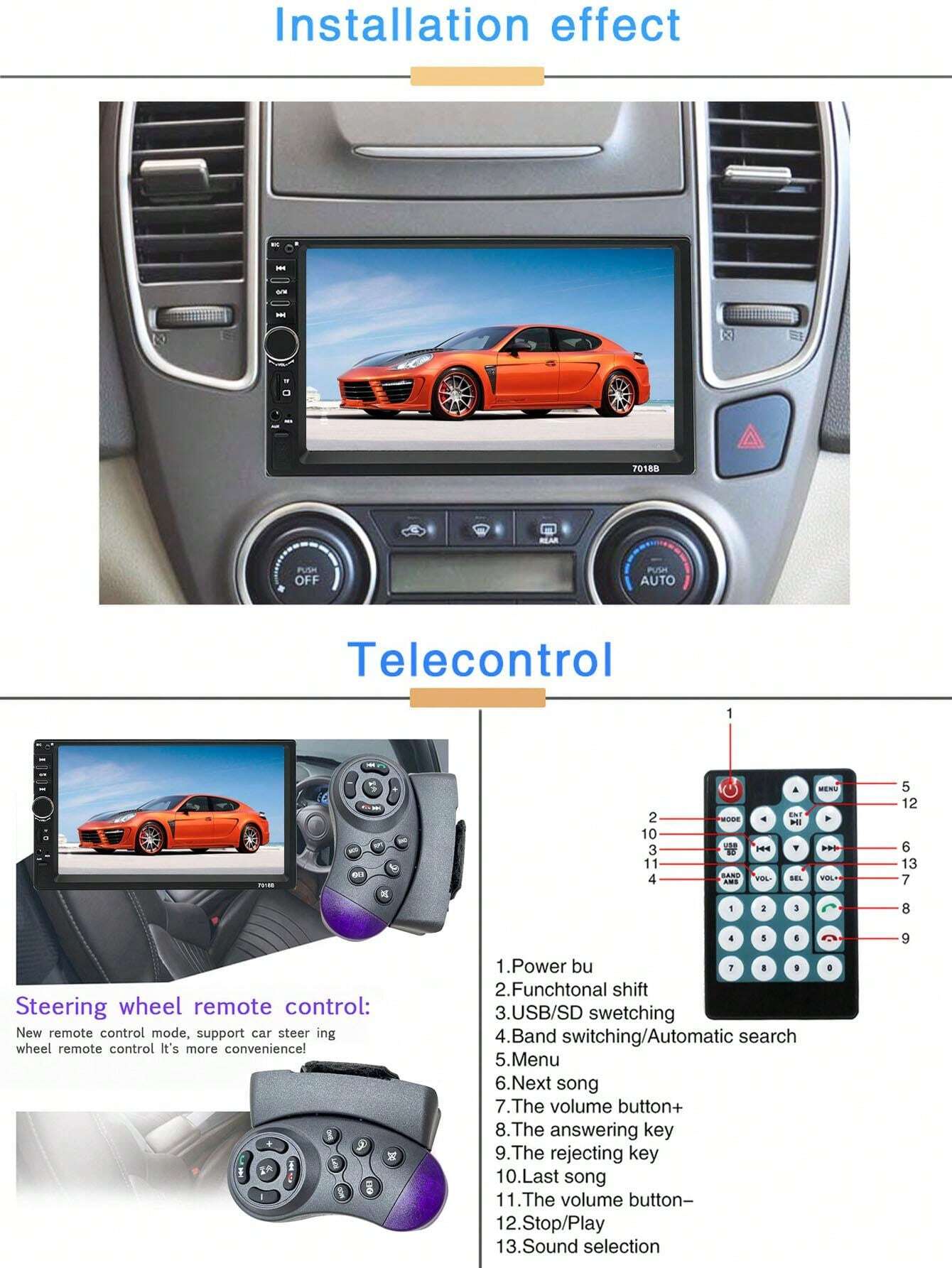 7-Inch 2 Din High-Definition Touch Screen Car Mp5 Multimedia Player ...