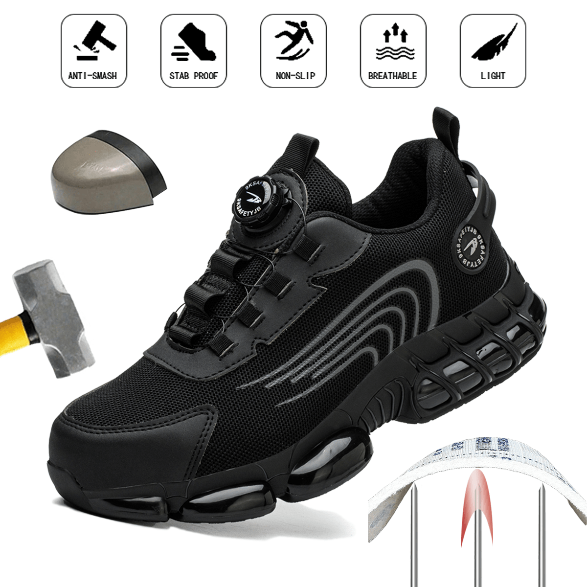 Shoes/Shoes For Men/Women's Shoes/Unisex Work Safety Shoes. Black Low ...