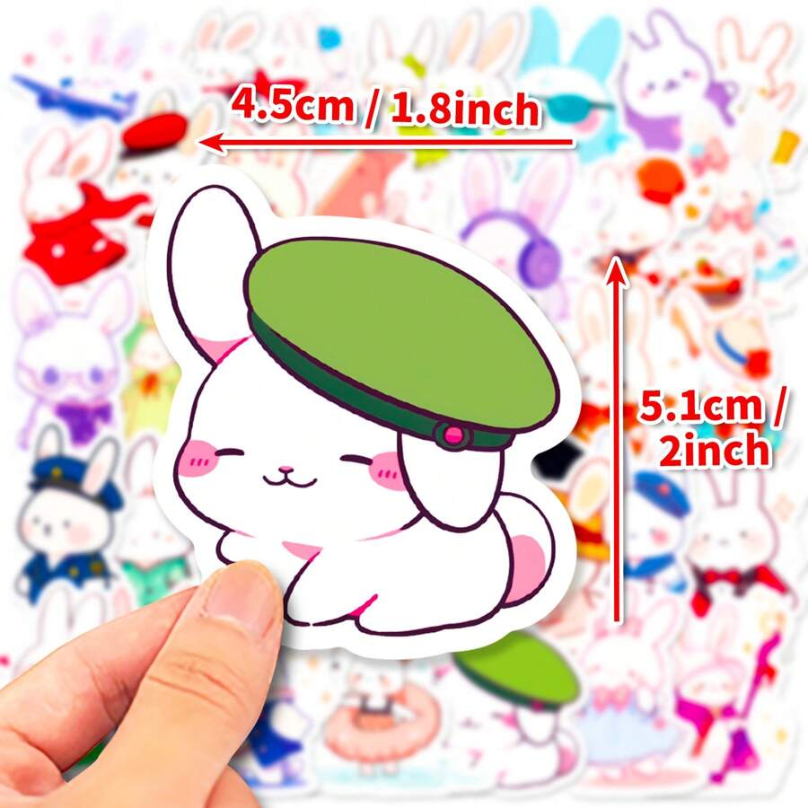 100pcs Bunny Stickers, Cute Rainbow Bunny Mashup Vinyl Waterproof ...