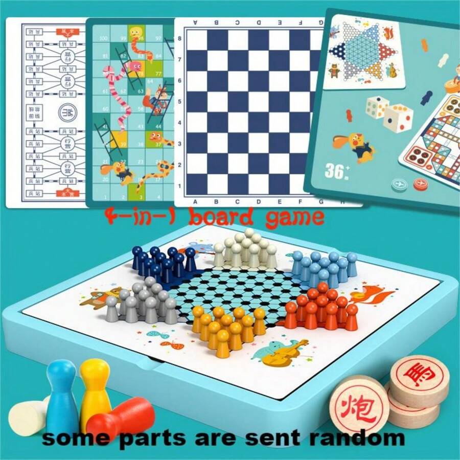 1pc Four In One Board Game For Two Players - Aeroplane Chess, Gomoku ...