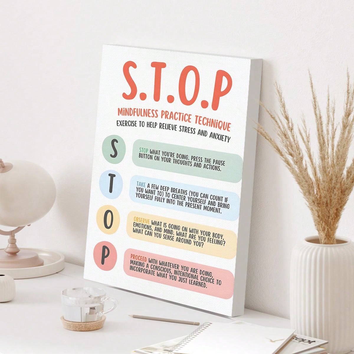 1Pc Stop Grounding Technique Wall Art, Coping Skills, Coping Strategies ...