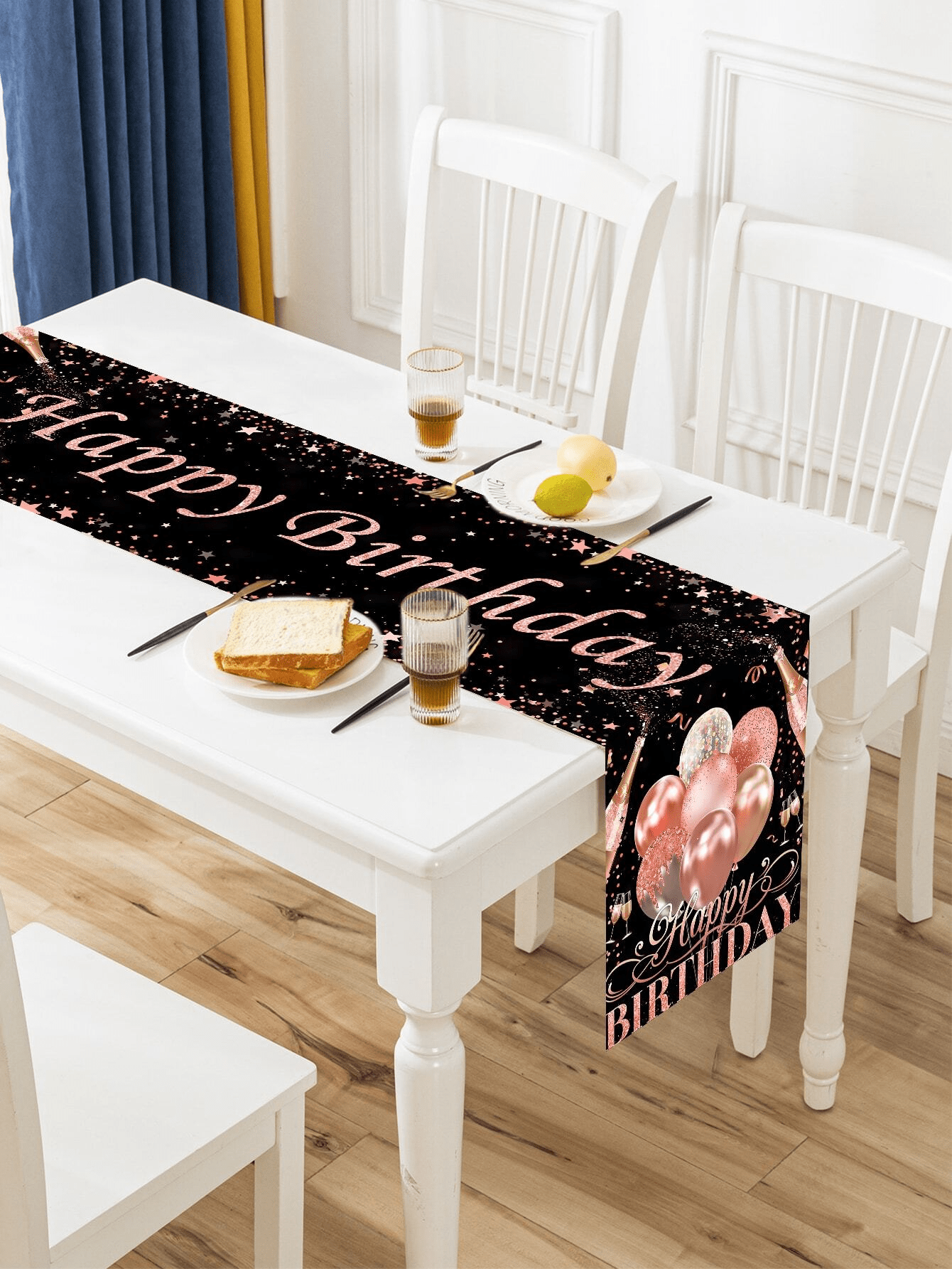 1PC 35 * 180 Cm Rose Gold Balloon Happy Birthday Table Runner, Birthday ...