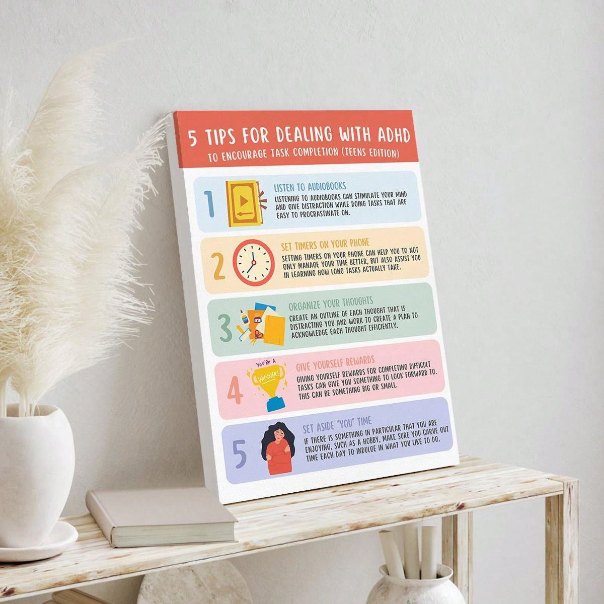 1PC 5 ADHD Coping Tips For Teens Handout, Attention Deficit Hyper ...