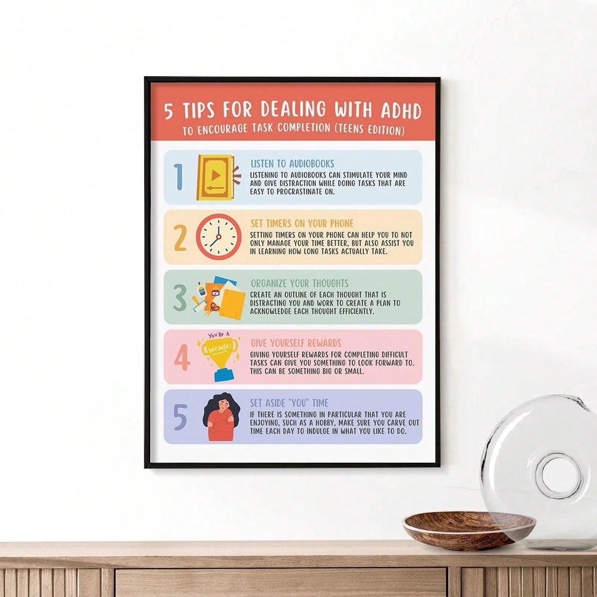 1PC 5 ADHD Coping Tips For Teens Handout, Attention Deficit Hyper ...