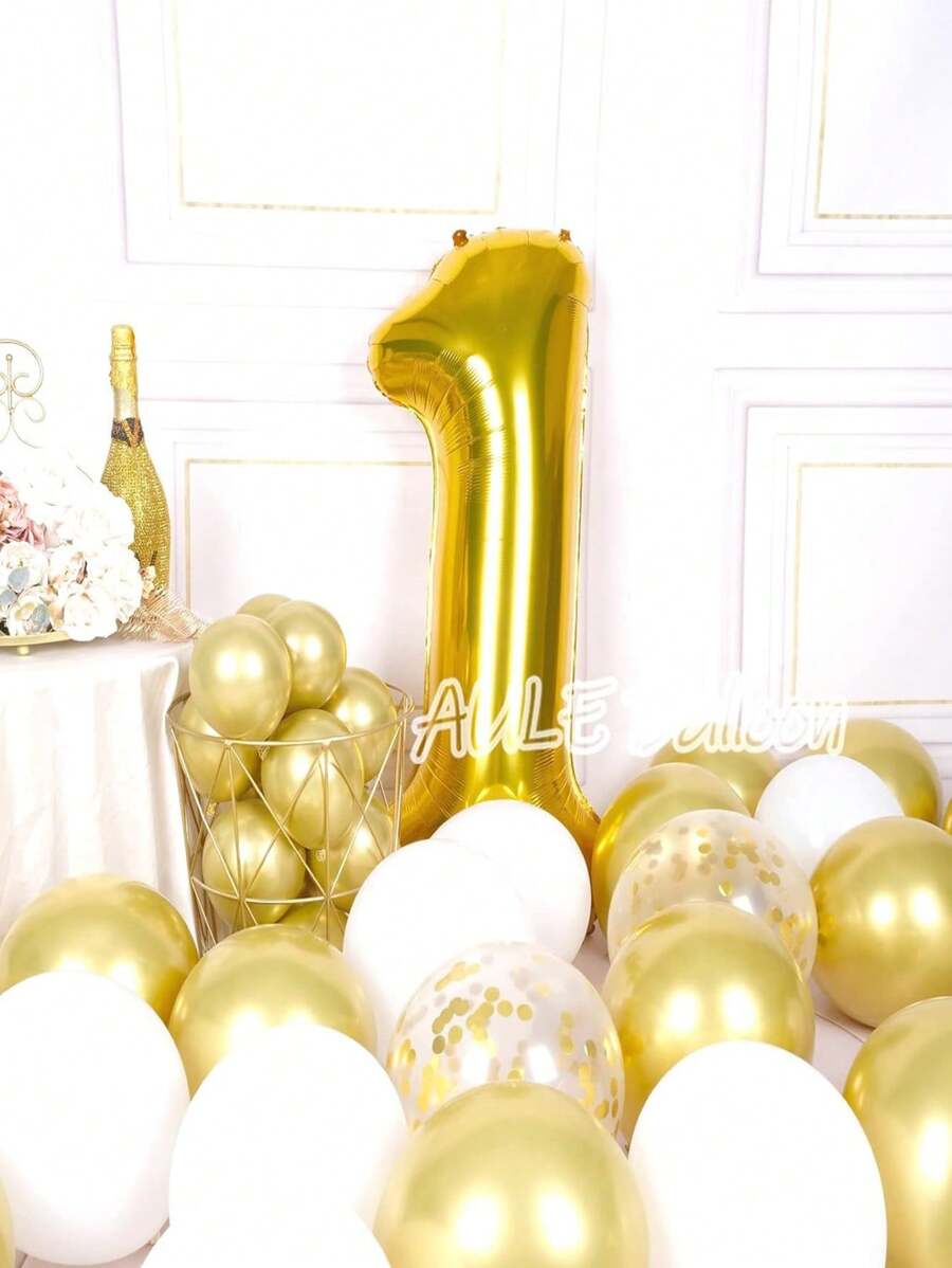 1 Pc 40 Inch Big Gold Balloon Number Large Foil Helium Number Balloons ...