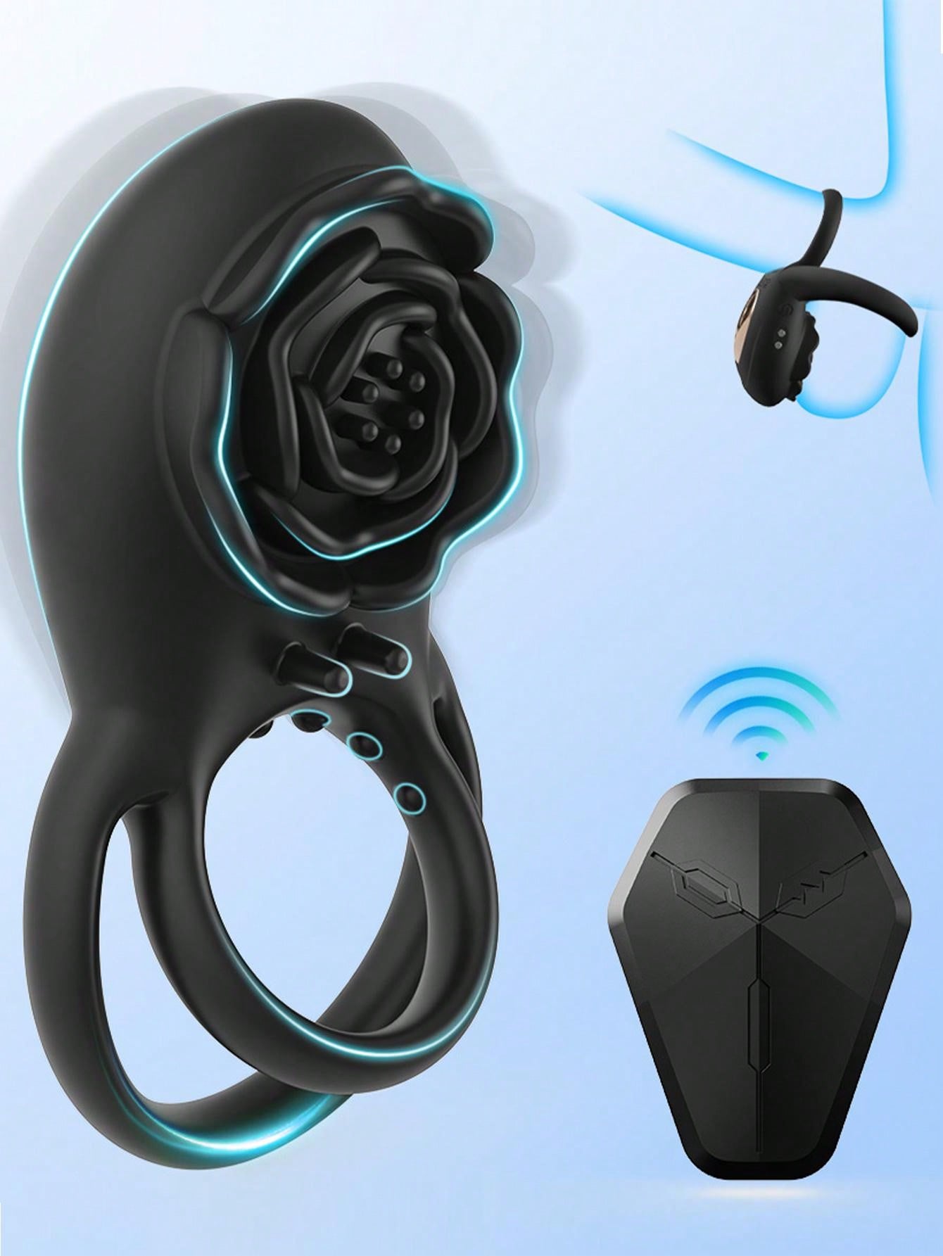 Rose Lock Essence Ring Vibration Silicone Male Vibrator Magnetic ...