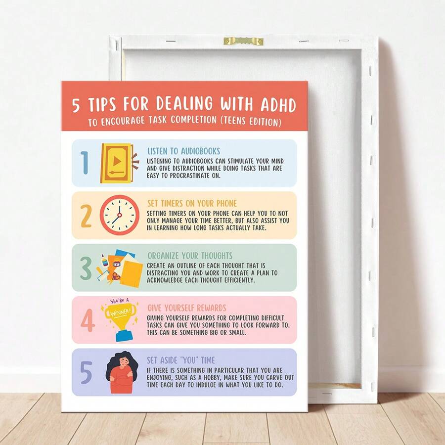 1PC 5 ADHD Coping Tips For Teens Handout, Attention Deficit Hyper ...