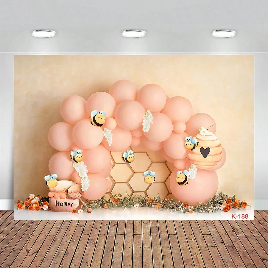 Photography Background Sweet Honey Bee Daisy Butterfly Girl Birthday ...