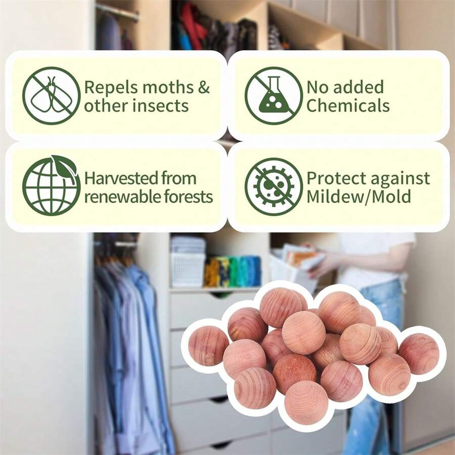 20 Packs Cedar Moth Balls, Repellent Natural For Wardrobes Cedar Wood Moth, Suitable For ...
