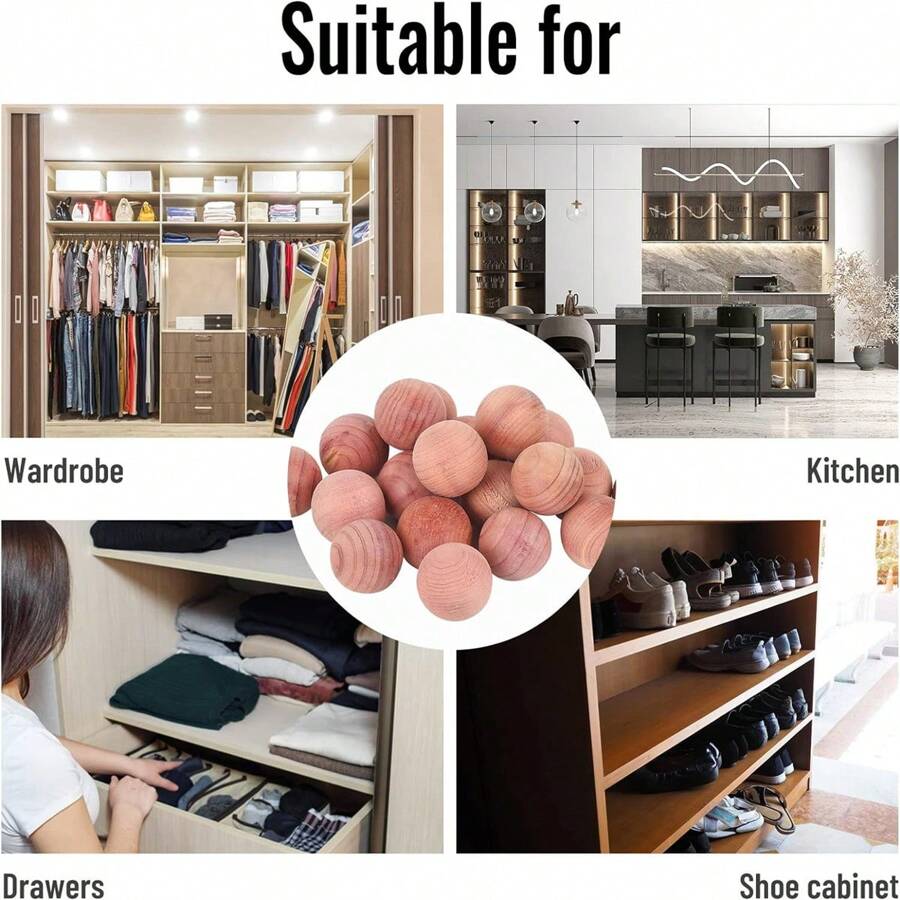 20 Packs Cedar Moth Balls, Repellent Natural For Wardrobes Cedar Wood ...