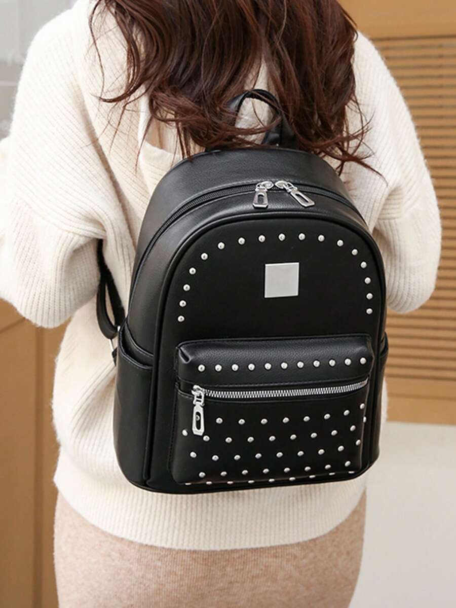 Trendy Simple Cool Street Wear Backpack For Women, Vintage Solid Color ...