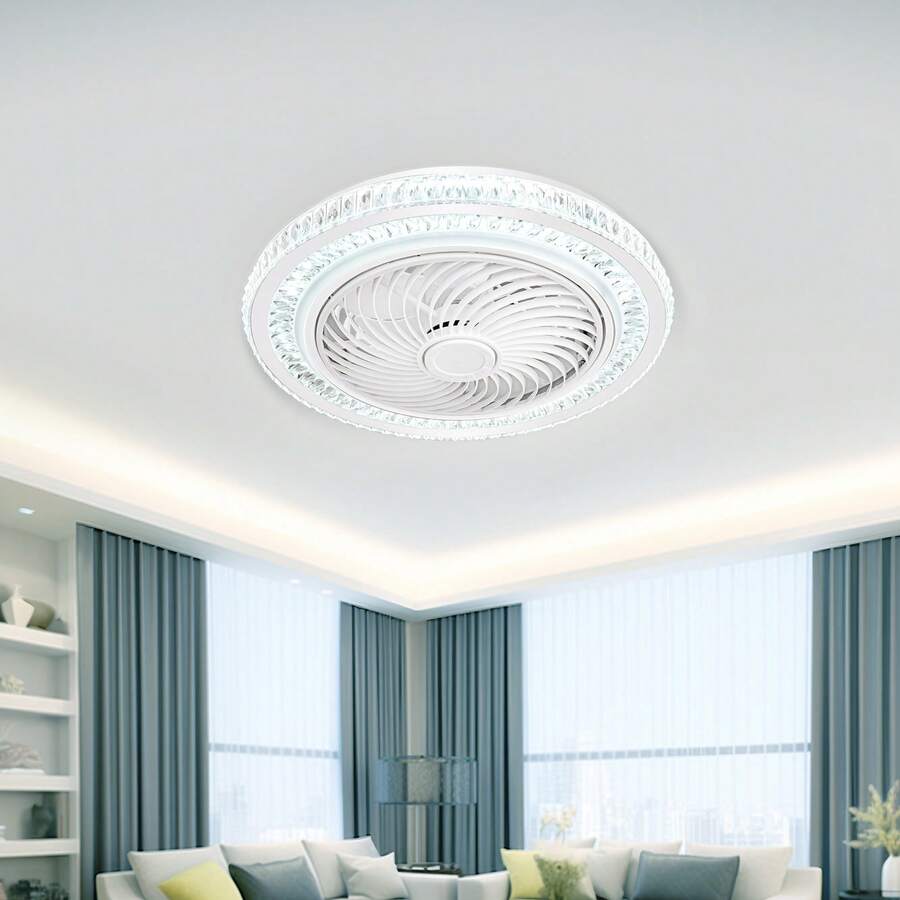20 Inch Ceiling Fan With Light, Modern Enclosed Bladeless Low Profile ...