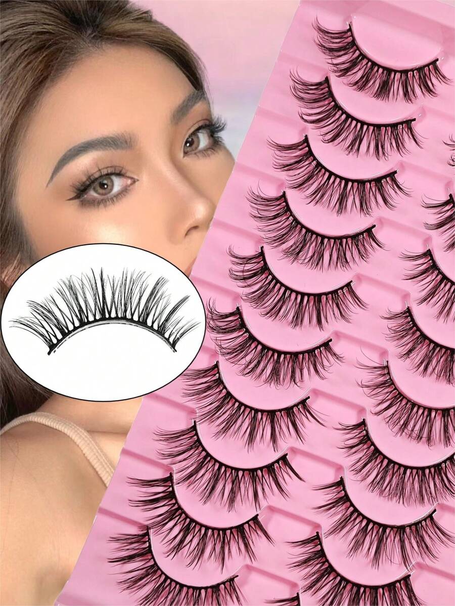 10 Pairs Cartoon Style False Eyelashes, Full Eye, Extension With Eye ...
