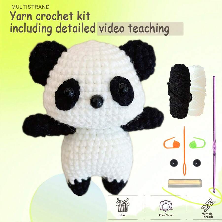 DIY Panda Crochet Kit With Step-By-Step Video Tutorials For Beginners ...