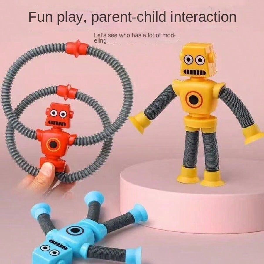 Red Robot Toy For Kids, Stretchable, With Suction Cups, Educational ...