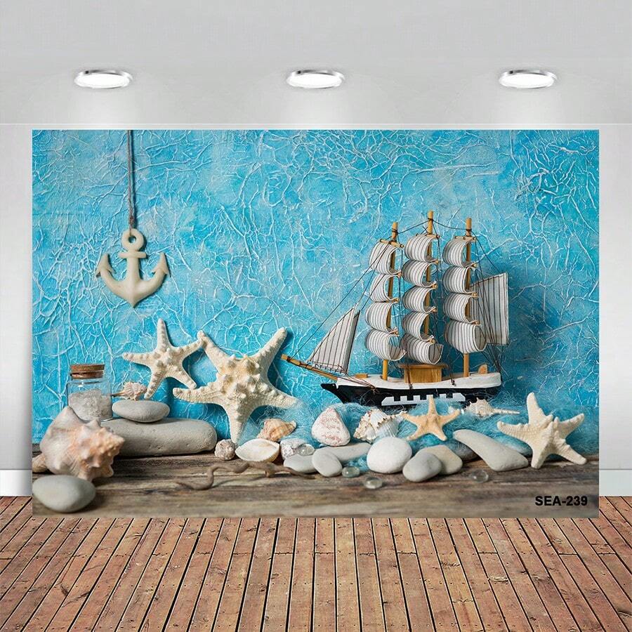 Nautical Rudder Starfish Photography Backdrop Wooden Splint Board ...