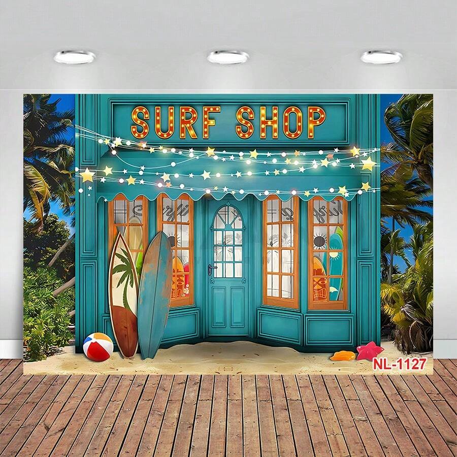 Summer Hawaii Backdrop Tropical Beach Hawaiian Surfboard Ocean Seaside ...