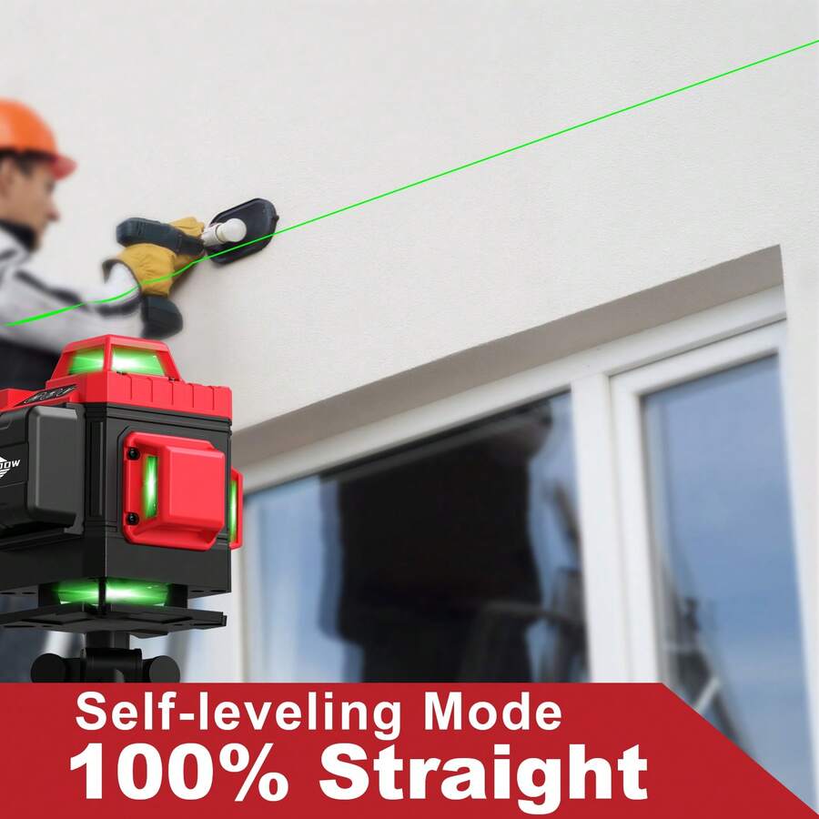 WEIDDW 16-Line High-Strength Green Light Laser Level With Accessories, 360° Rotary Large ...