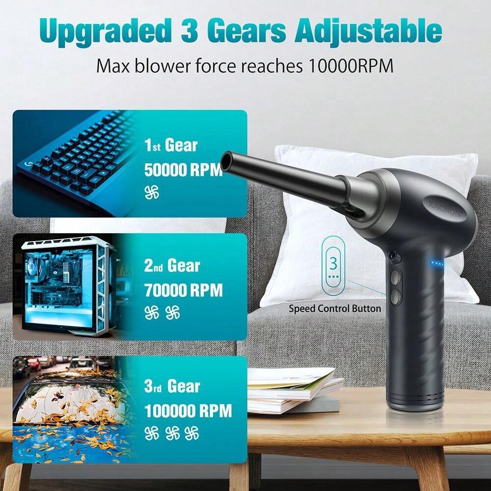 120000RPM Brushless Compressed Air Duster , High Power 90W 3 Speeds ...