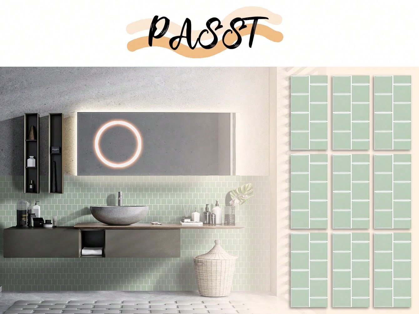 9pcs/Set Pvc Waterproof High Glossy Ceramic Tile Sticker, 3.94x7.87inch ...