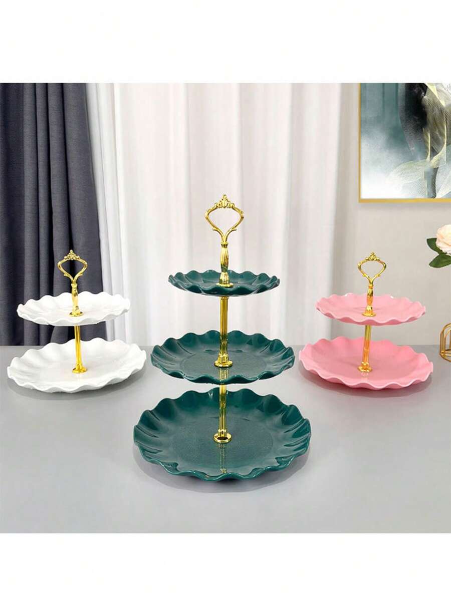 1pc Plastic White Cake Stand 2/3 Layer Dessert Display Stand, Round ...