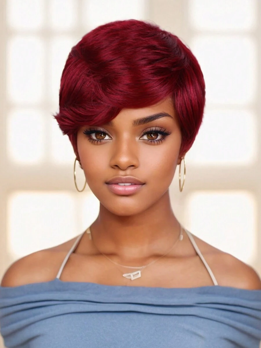 Short Pixie Cut Wigs For Women Synthetic Hair Glueless Layered Wavy ...