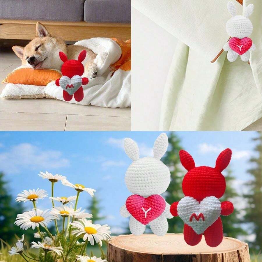 2PCS DIY Lovers Rabbit Crochet Kit For Beginners, Amigurumi Stuffed ...