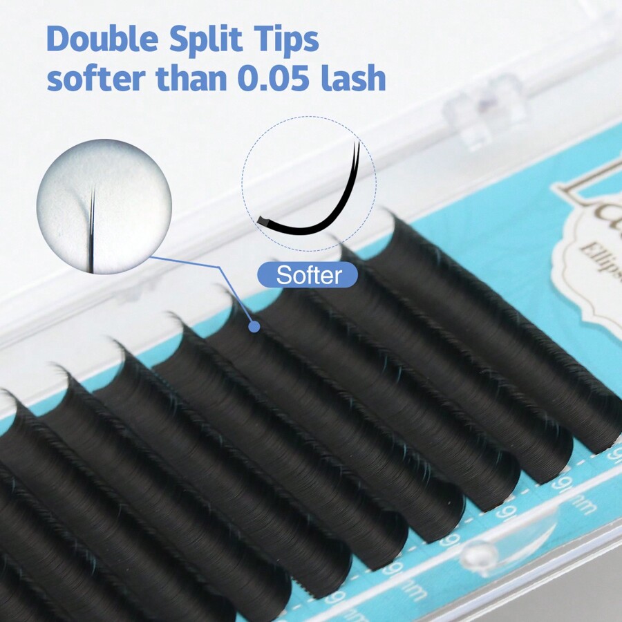 1 Pcs C Curl Shining Ellipse Flat False Eyelash Extensions Individual ...