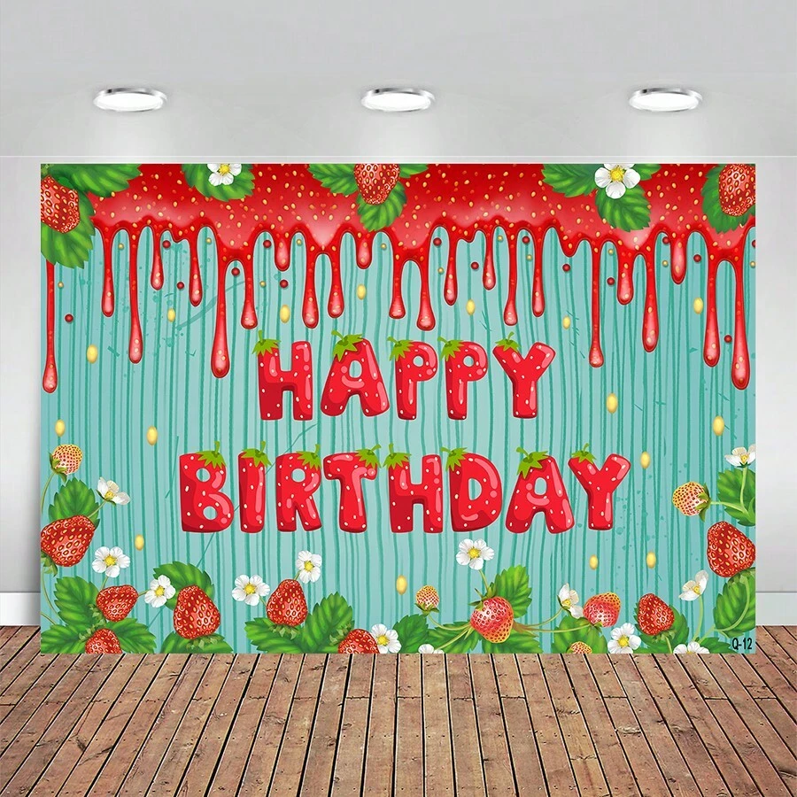 Strawberry Theme Sweet One 1st Birthday Backdrop Girls Party Decor ...