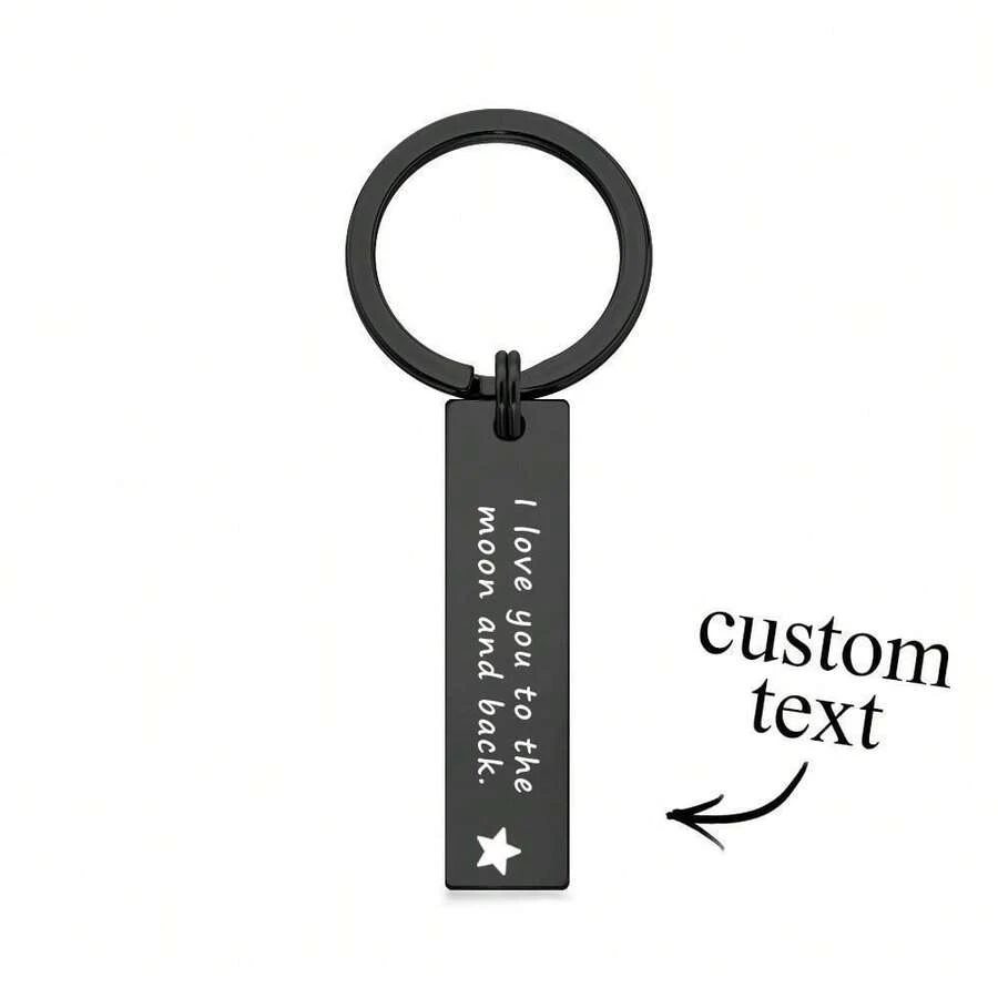 1pc Custom Text Keychain Personalized Metal Keychain Engraved Stainless ...