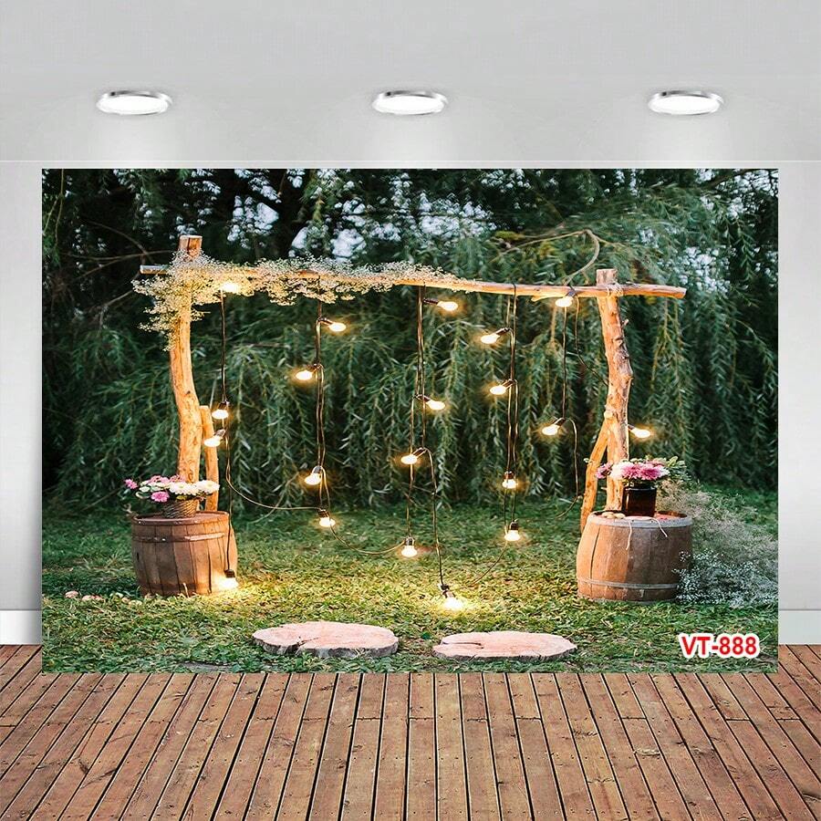Wedding Scene Bridal Shower Backdrop For Photography Forest Green Grass ...