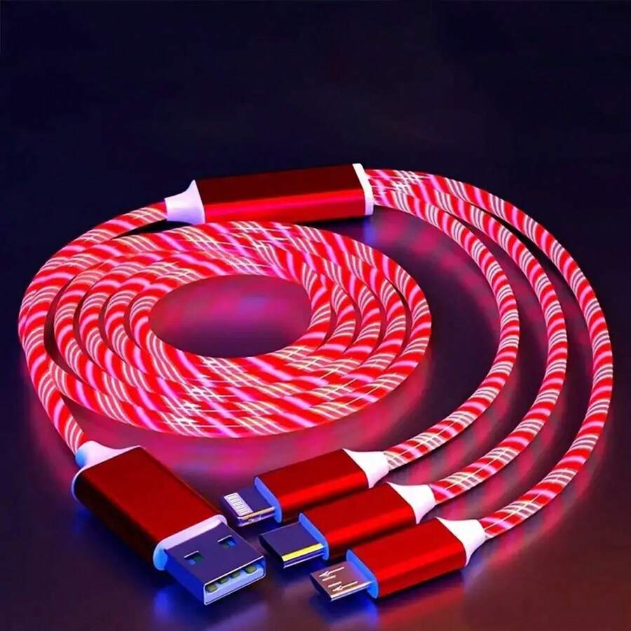 3in1 Led Light Up Phone Charger Set With Usb Cable Compatible With ...