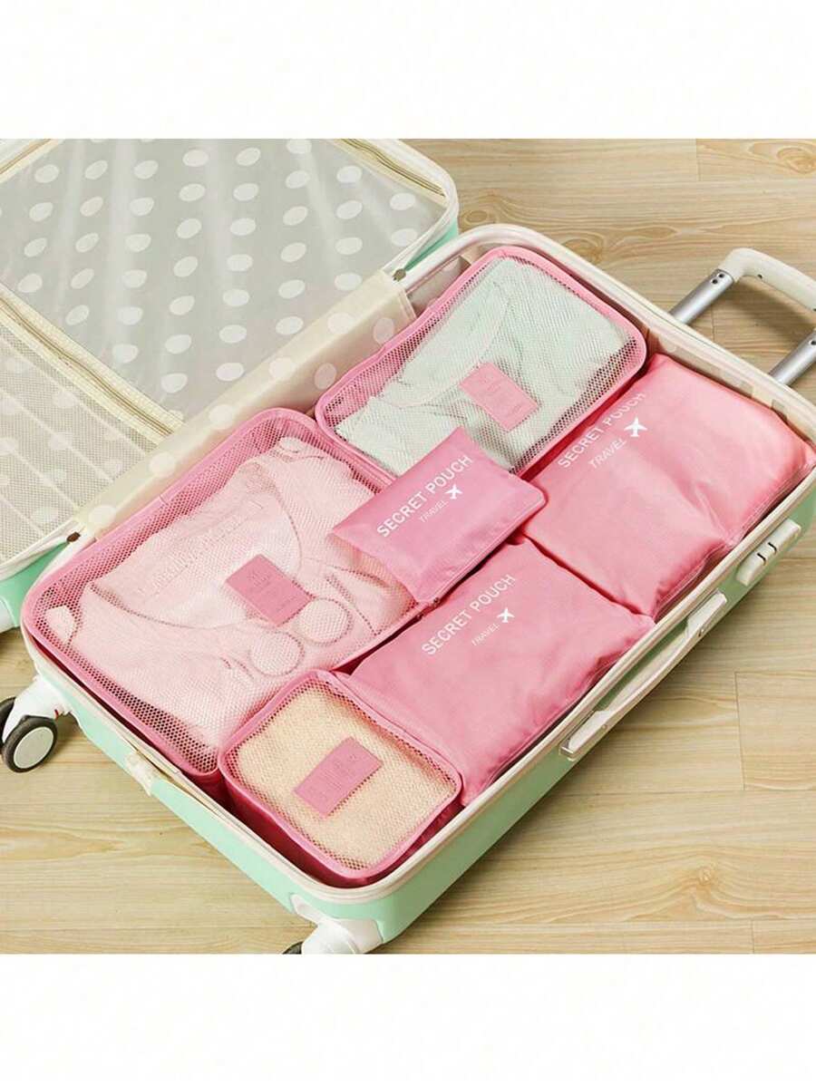 6pcs Small Size Set, Letter Graphic Waterproof Travel Storage Bag ...