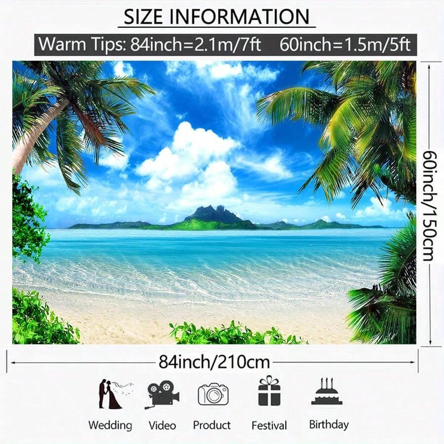 Summer Seaside Photography Backdrop Hawaii Tropical Palm Tree Blue Sky ...