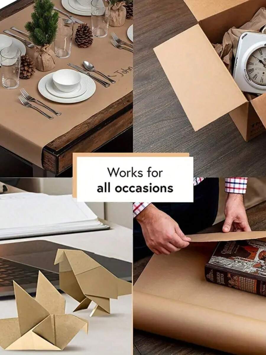 ورق تغليف بني لفة واحدة 38*1000cm، ورق تغليف هدايا يدوي قابل للطي ...
