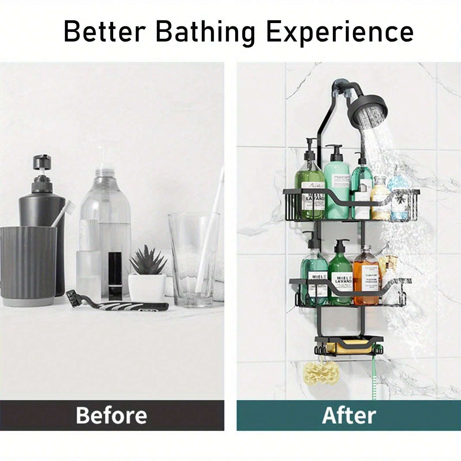 1pc Bathroom Three-Tier Storage Rack - Made Of Fine Wrought Iron, Non ...