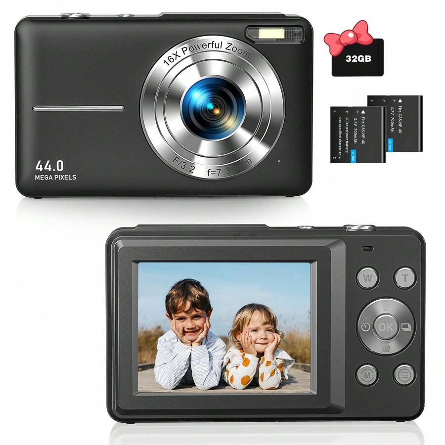 Digital Camera, FHD 1080P Compact Camera 44MP Point And Shoot Digital ...