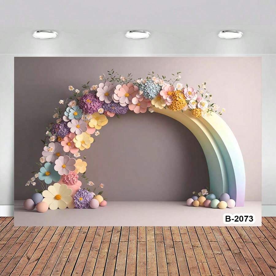 Birthday Colorful Flower Arched Shape Backdrops Wedding Party Baby ...