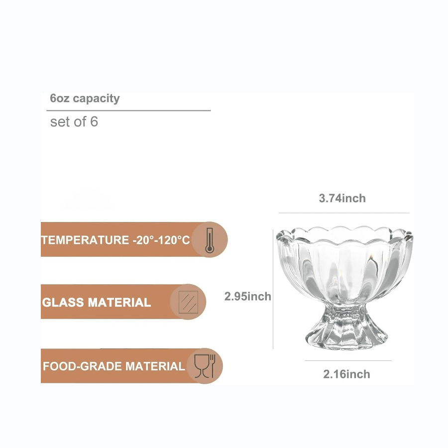 9 Pack Small Glass Dessert Cups With Spoons, 9 Oz Ice Cream Cups ...