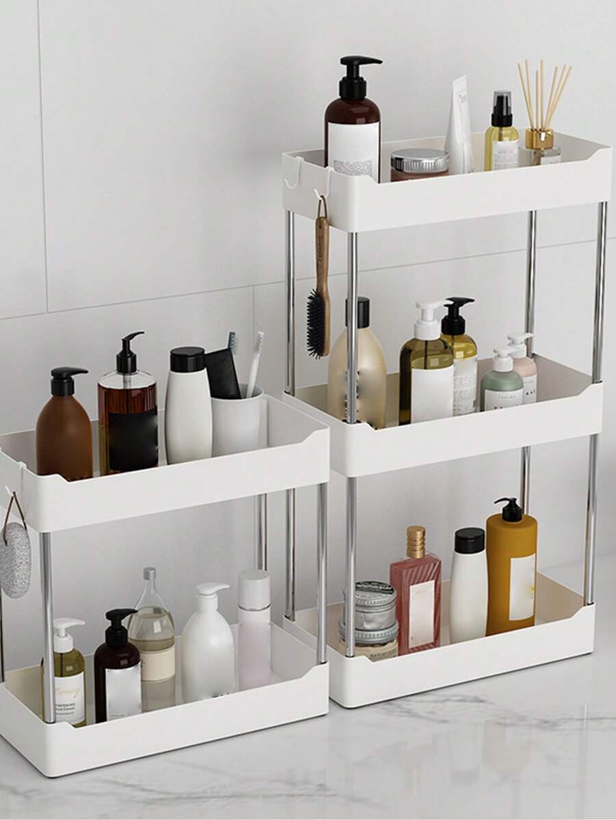1pc Washroom Storage Rack With Wheels, Kitchen Spice Shelf, Bathroom ...