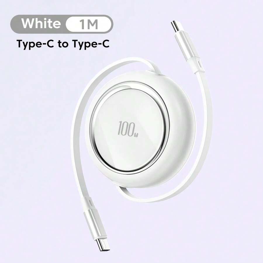 PD 100W Retractable Type C To USB C Fast Charge Data Cable For IPhone ...