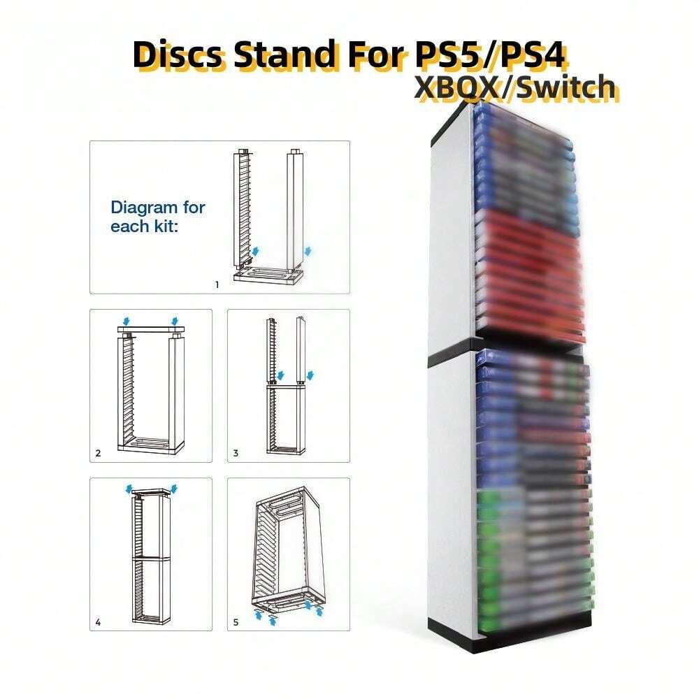 Video Game Storage Tower (36 CD Disc Blu-Ray Case) For PS5 Universal ...