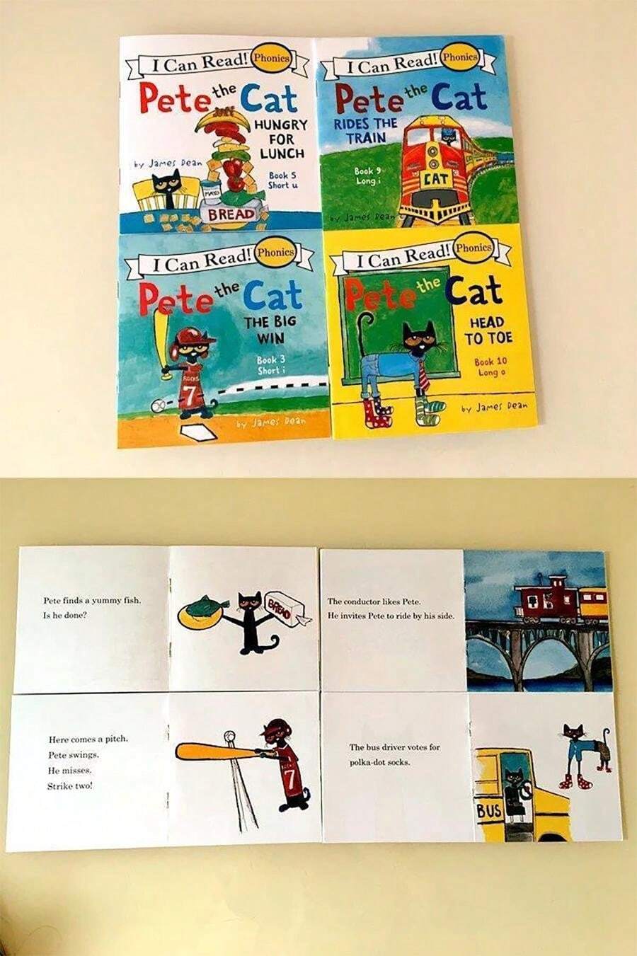 12 Pcs I Can Read Phonics Pete The Cat Learning English Picture Story ...