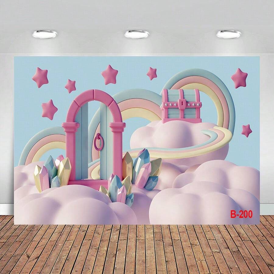 Rosa Moln Regnbåge Enhörning Lycklig Födelsedag Bakgrunder Slottet ...