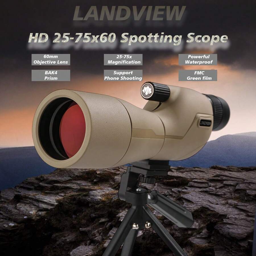 LANDVIEW 1pc Khaki Spotting Scopes For Target Shooting – 20-75x60 ...