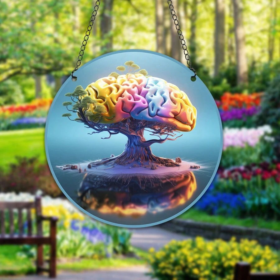 1pc 3d Painting Acrylic Sun Catcher With Brain/Tree Of Life Design ...
