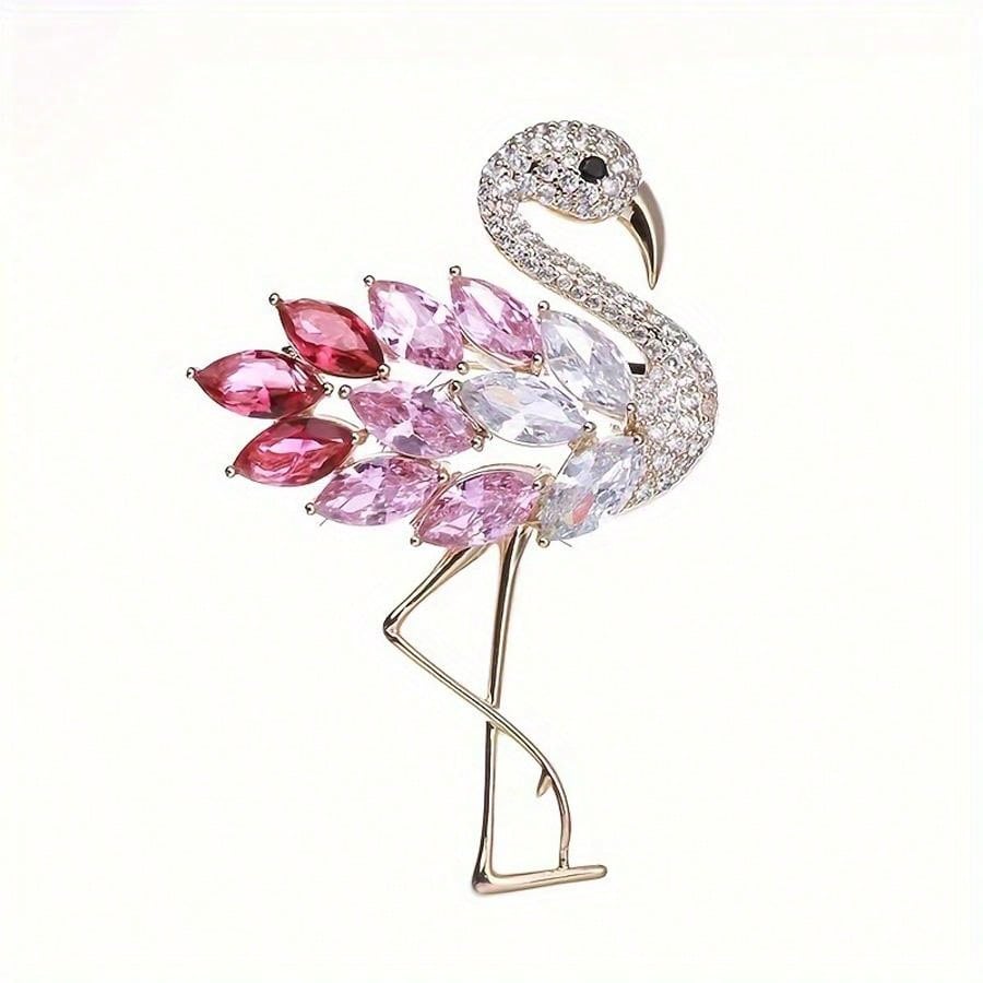 1 stuk , Elegant Glitter strass Flamingo Broches , Casual Verfijnd ...