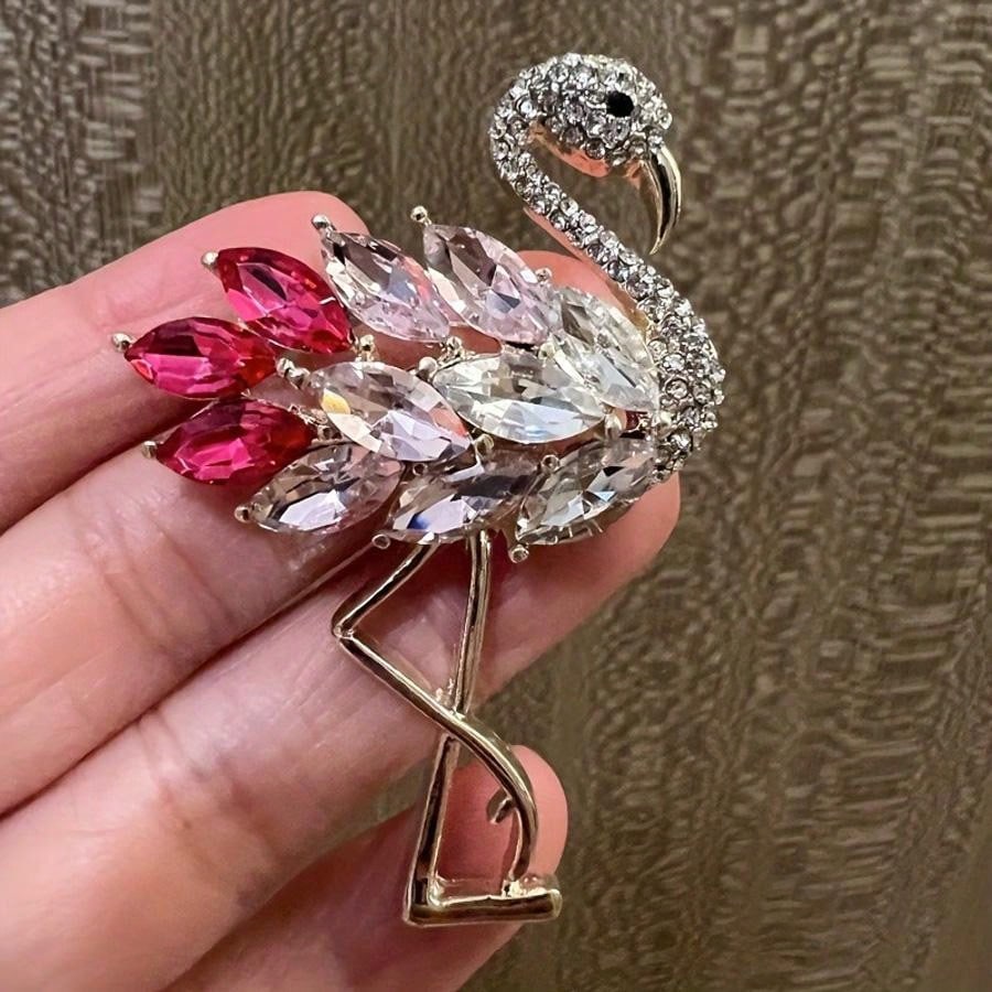 1 stuk , Elegant Glitter strass Flamingo Broches , Casual Verfijnd ...